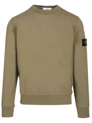 Stone Island Organic Cotton Crewneck Sweatshirt With Logo Patch - Green