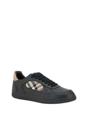 Burberry Leather Sneakers With Checked Paneling