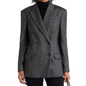 Brunello Cucinelli Double-breasted Herringbone Wool Blazer