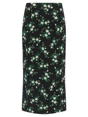 Dolce & Gabbana Fiorellini" Print Silk Midi Skirt - Black