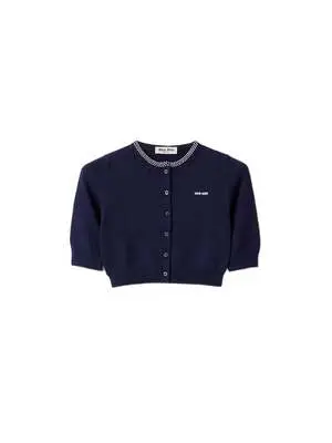 Miu Miu Cropped Cardigan With Logo Detail