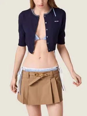 Miu Miu Cropped Cardigan With Logo Detail