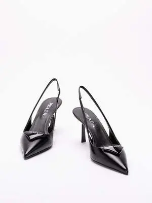 Prada Saffiano Patent Leather Slingback Pumps