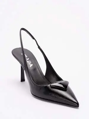 Prada Saffiano Patent Leather Slingback Pumps
