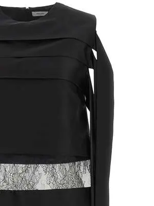 FERRAGAMO Silk Lace Insert Mini Dress