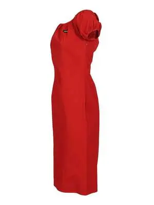 Miu Miu Cotton Midi Dress With Short Sleeves And Wide Neckline
