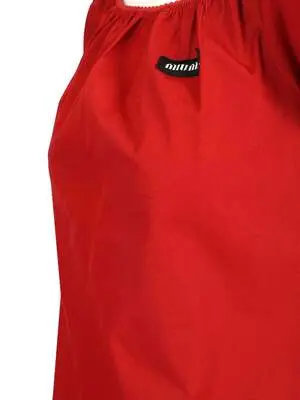 Miu Miu Cotton Midi Dress With Short Sleeves And Wide Neckline