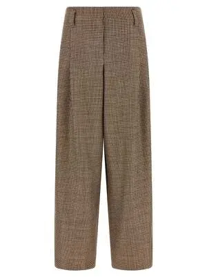 Brunello Cucinelli Prince Of Wales Lamé Wide-leg Pants - Brown