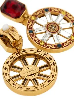 Dolce & Gabbana Ruota Carretto' Crystal And Brass Clip-on Earrings - Multicolor
