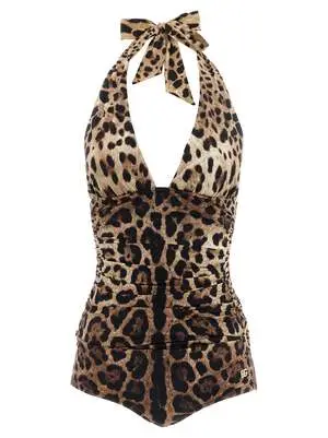 Dolce & Gabbana Leopard Print One-piece Swimsuit - Brown