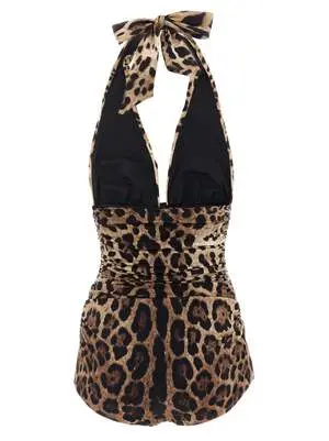 Dolce & Gabbana Leopard Print One-piece Swimsuit - Brown