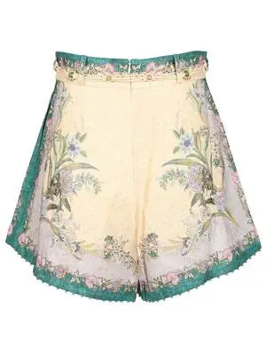 Zimmermann Indra Scarf Print Linen Shorts - Multicolor