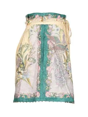 Zimmermann Indra Scarf Print Linen Shorts - Multicolor
