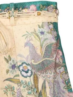 Zimmermann Indra Scarf Print Linen Shorts - Multicolor