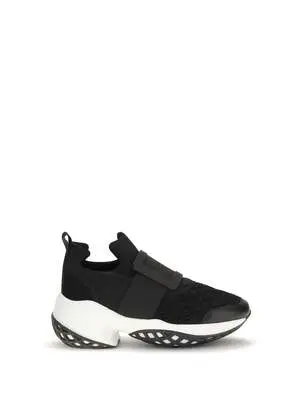 ROGER VIVIER Viv' Run Sneakers In Scuba-effect Fabric And Mesh With Buckle Detail - Black