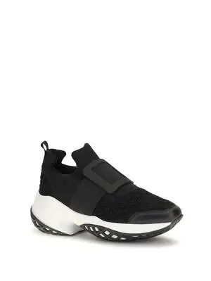 ROGER VIVIER Viv' Run Sneakers In Scuba-effect Fabric And Mesh With Buckle Detail - Black
