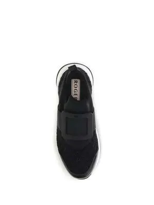 ROGER VIVIER Viv' Run Sneakers In Scuba-effect Fabric And Mesh With Buckle Detail - Black