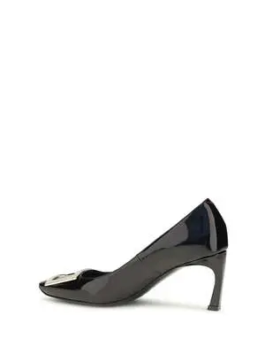 ROGER VIVIER Patent Leather Trompette Pumps With Buckle Detail - Black