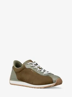 Michael Kors Rhodes Color-block Suede Trainers - Green
