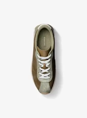Michael Kors Rhodes Color-block Suede Trainers - Green