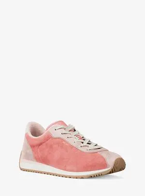 Michael Kors Rhodes Color-block Suede Trainers - Pink