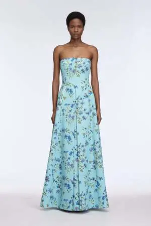 EMILIA WICKSTEAD Ragna Strapless Floral Print Maxi Dress