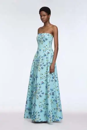 EMILIA WICKSTEAD Ragna Strapless Floral Print Maxi Dress