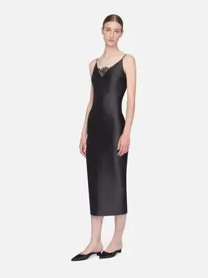 EMILIA WICKSTEAD Cloqué Pencil Midi Dress With Lace Inserts