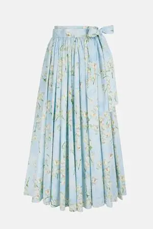 EMILIA WICKSTEAD Evelyna Skirt With Little Lillie's On Blue Cotton