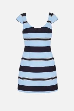 EMILIA WICKSTEAD Eloise Dress In & Black Taffeta Faille - Blue