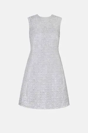 EMILIA WICKSTEAD Emmy Dress In Metallic Seersucker - Silver