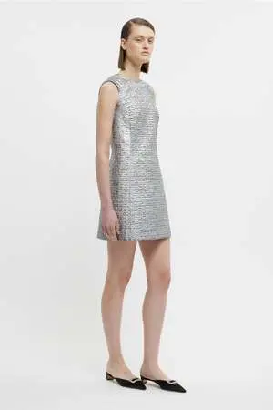 EMILIA WICKSTEAD Metallic Seersucker Shift Dress