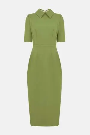 EMILIA WICKSTEAD Valletta Dress In Single Wool Crepe - Olive