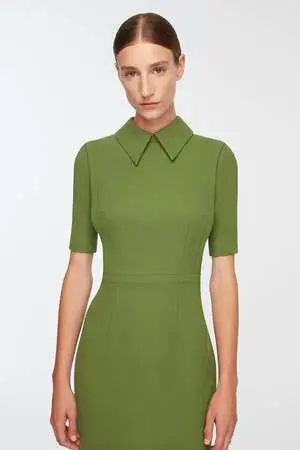 EMILIA WICKSTEAD Valletta Wool Crepe Dress - Olive