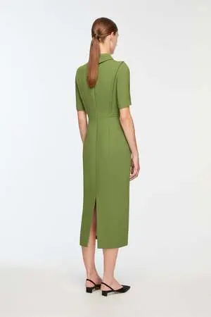 EMILIA WICKSTEAD Valletta Wool Crepe Dress - Olive