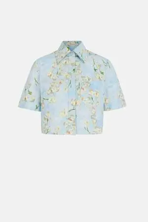 EMILIA WICKSTEAD Emilia Wickstead Cropped Floral Print Cotton Poplin Shirt