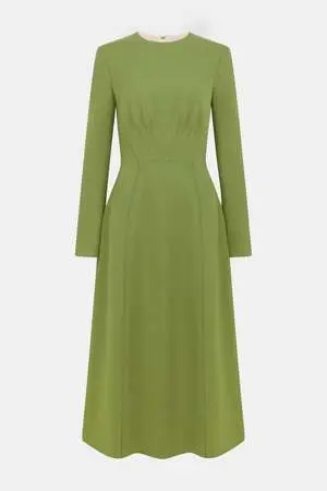 EMILIA WICKSTEAD Collinson Dress In Single Wool Crepe - Olive