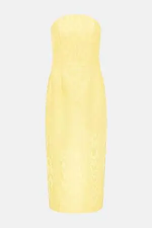EMILIA WICKSTEAD Hailee Dress In Moire Mikado - Lemon