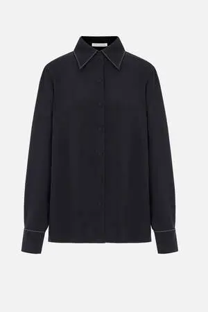 EMILIA WICKSTEAD Silk Crepe De Chine Top - Black