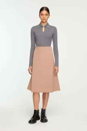 EMILIA WICKSTEAD Ifsa Skirt In Birdseye Suiting - Camel