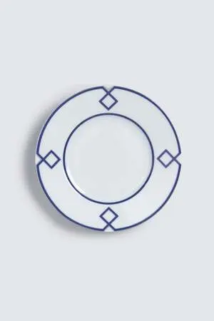 EMILIA WICKSTEAD Naples Bread Plate With Navy Border - Geometric