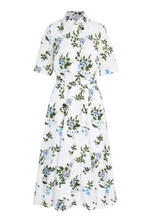 EMILIA WICKSTEAD Emilia Wickstead Lilac Lillies & Cherry Print Organic Cotton Dress White