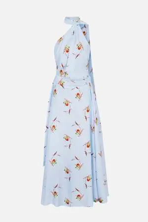 EMILIA WICKSTEAD Silk Twill Floral Print Maxi Dress - Blue