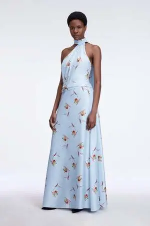 EMILIA WICKSTEAD Silk Twill Floral Print Maxi Dress