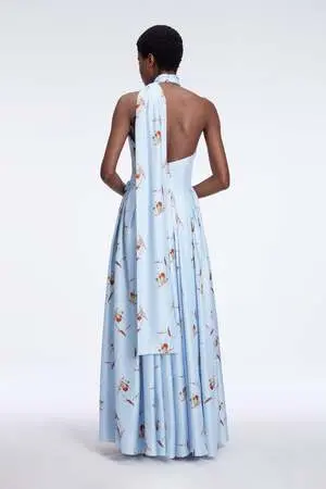 EMILIA WICKSTEAD Silk Twill Floral Print Maxi Dress