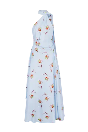 EMILIA WICKSTEAD Silk Twill Floral Print Maxi Dress - Blue
