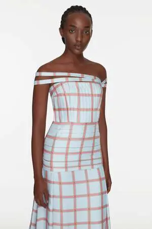 EMILIA WICKSTEAD Estella Dress In Pink Check Silk Twill