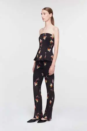 EMILIA WICKSTEAD Miggy Crinkle Satin Floral Print Trousers