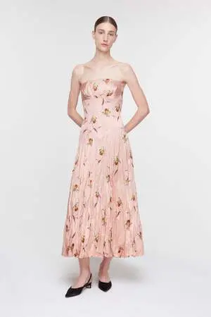 EMILIA WICKSTEAD Strapless Satin Floral Dress