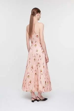 EMILIA WICKSTEAD Strapless Satin Floral Dress